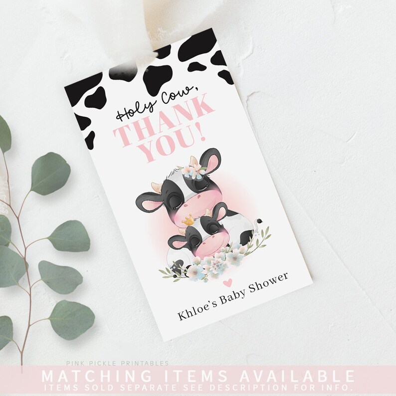 Cow Ear Tag Baby Shower Thank You Tags Thank Moo for Coming - Etsy