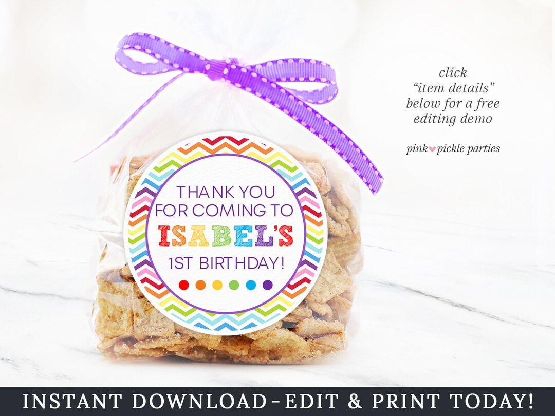 Rainbow Favor Tags, Instant Download, Printable Favor Tag, Rainbow ...