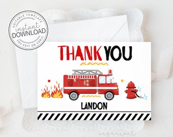 Fire Truck Thank You - Etsy UK