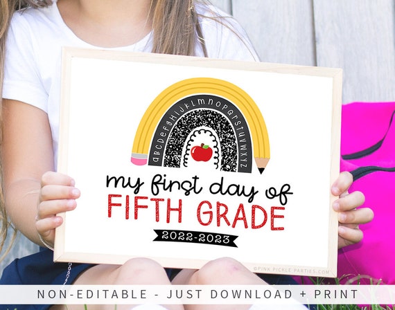 First Day of School Sign Printable First Day of 5th Grade - Etsy