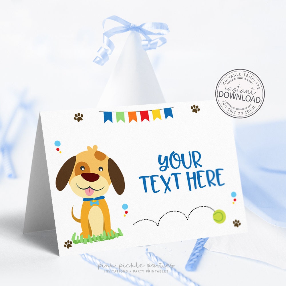 Editable Puppy Party Food Label, Printable Place Card Template, Candy ...