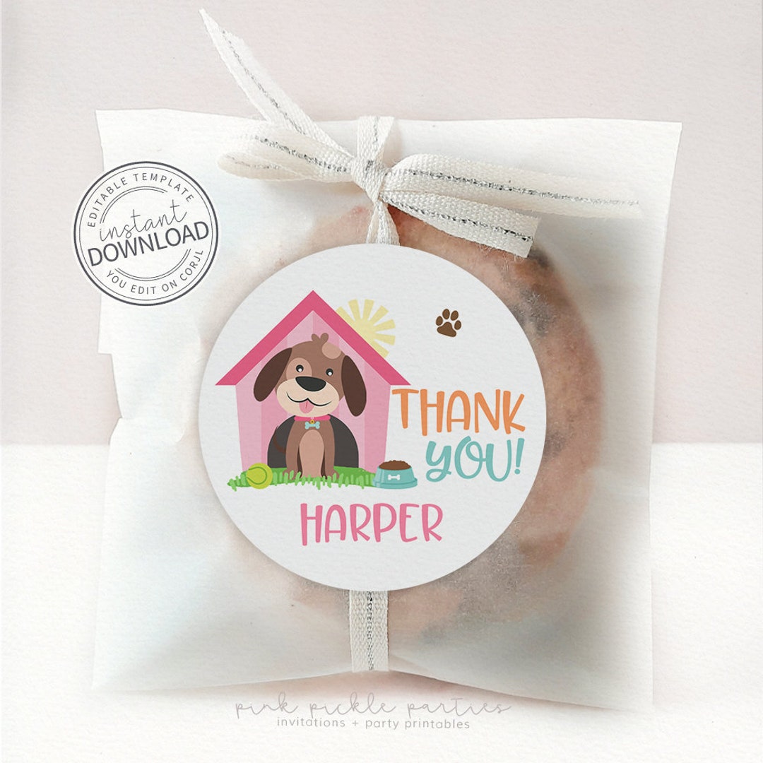 Editable Puppy Party Favor Tags, Puppy Pawty Thank You Tags, Puppy ...