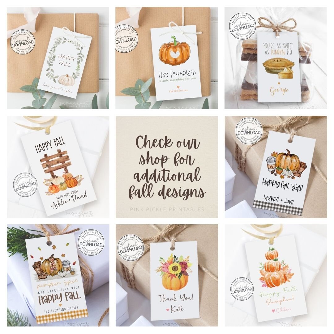 Pumpkin Favor Tag, Fall Thank You Tag, Fall Favor Tag, Happy Fall Tags ...