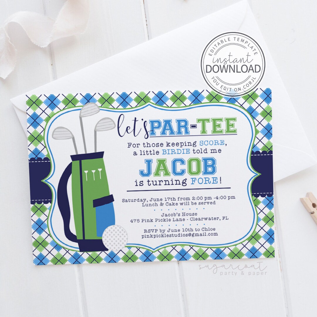 Golf Birthday Invitation, Golf Birthday Party, Golf Invitation, Golf ...