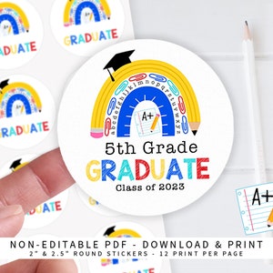 Printable 5th Grade Graduation Sticker Graduation Favor Tags - Etsy