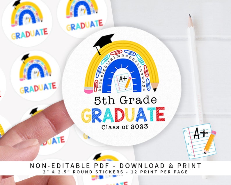Printable 5th Grade Graduation Sticker Graduation Favor Tags - Etsy