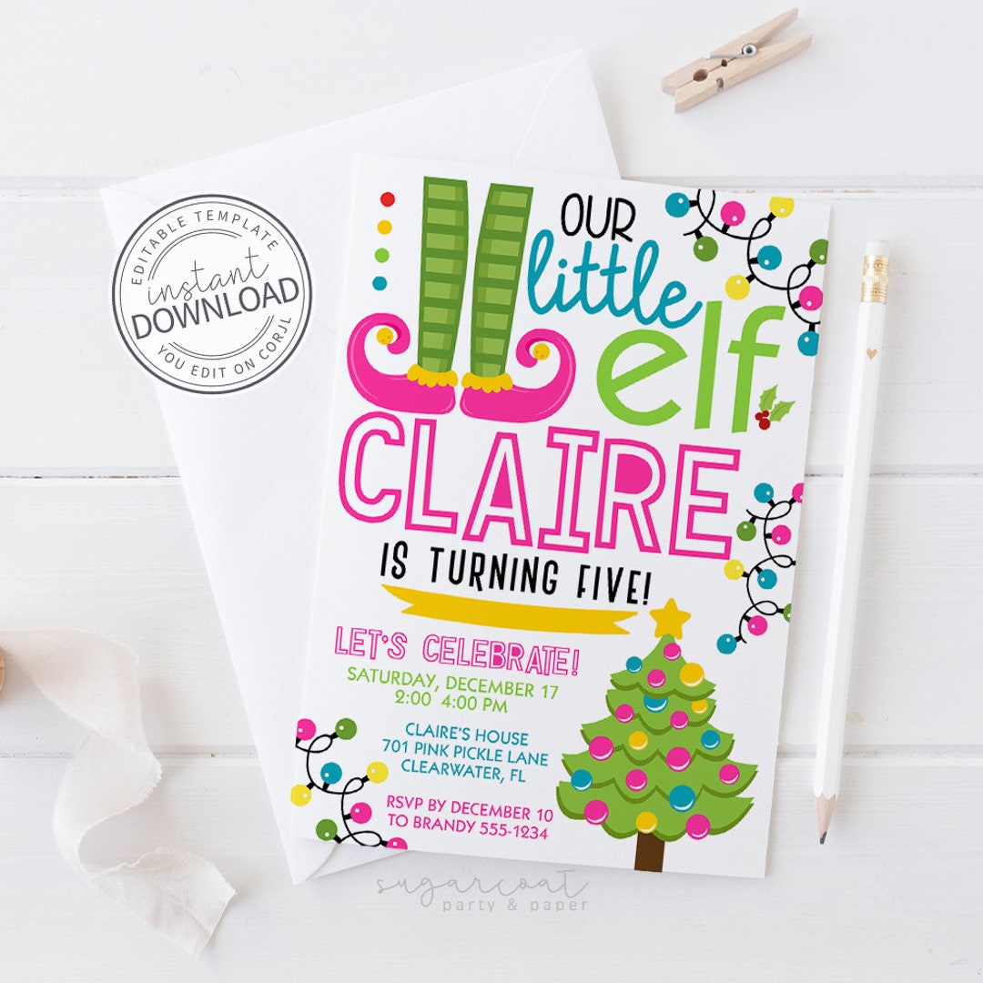 Elf Invitation Elf Invite Christmas Invitation Holiday - Etsy