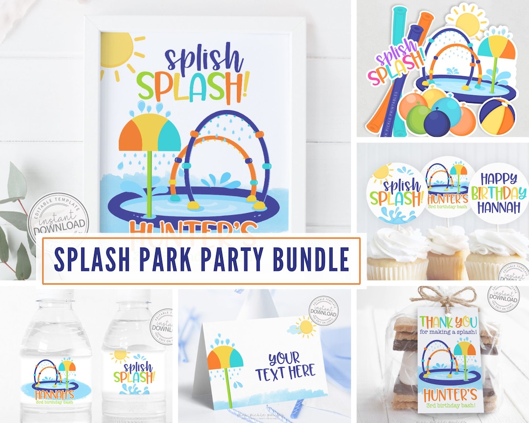 Editable Splash Park Birthday Party Printable Bundle | Splash Pad ...