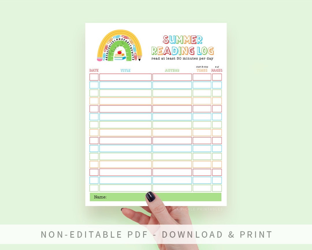Printable School Rainbow Reading Log, Kids Reading Log, Book Tracker ...
