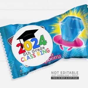 Printable Class Ring Stickers for Ring Pop, Fifth Grade Class Ring ...