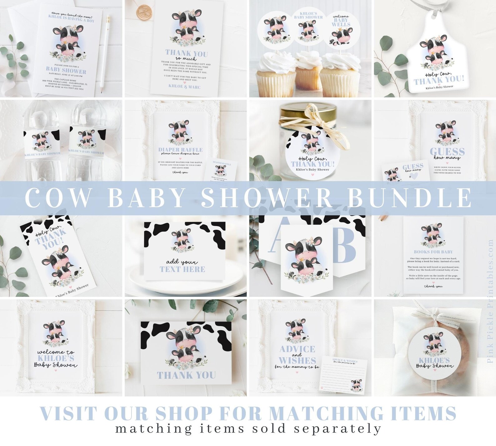 Cow Baby Shower Cards and Gifts Sign Printable Holy Cow Baby - Etsy