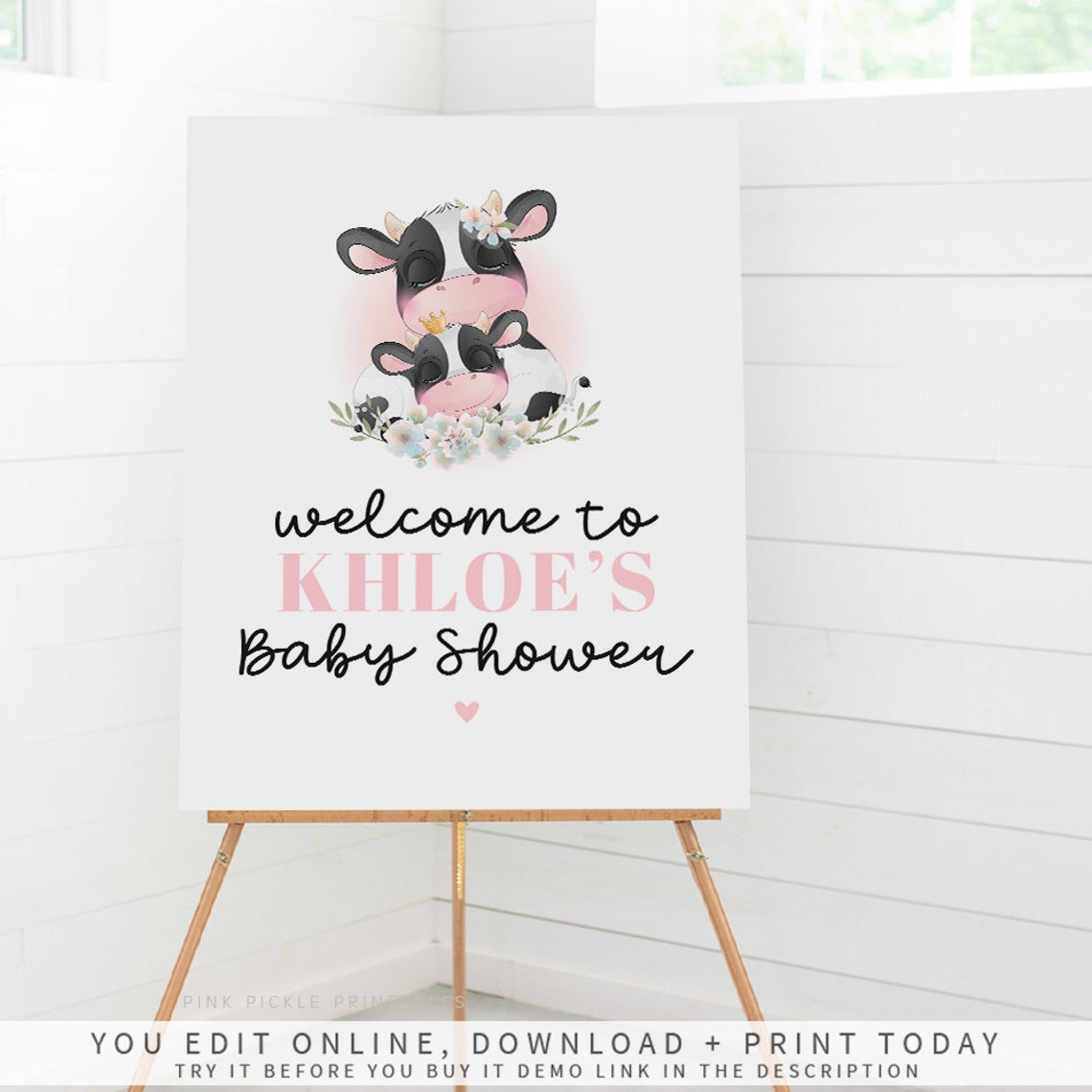 Cow Baby Shower Welcome Sign Cow Party Sign Cow Baby Shower - Etsy