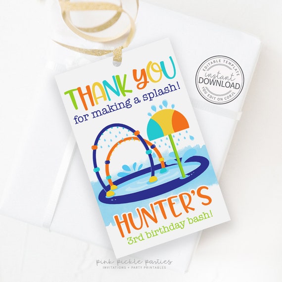 Splash Pad Thank You Tag Splash Pad Favor Tag Splash Pad - Etsy