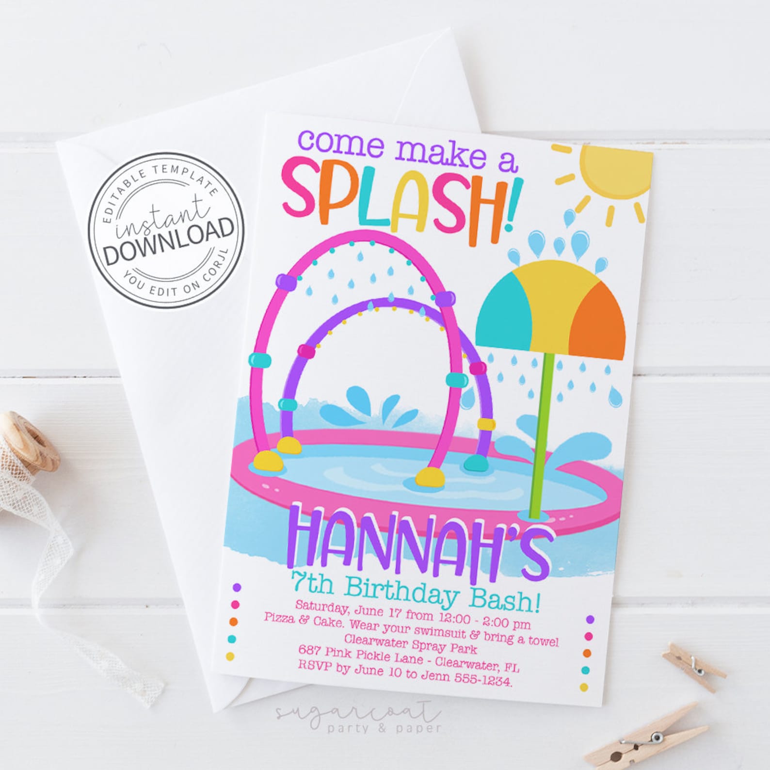 Splash Pad Birthday Invitation Splash Pad Party Splash Pad - Etsy