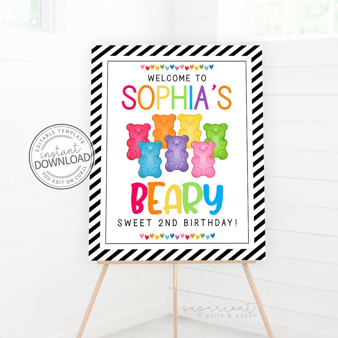 Gummy Bear Birthday Party Welcome Sign Gummy Bear Party - Etsy