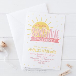 Our Little Sunshine Invitation, You Are My Sunshine First Birthday ...