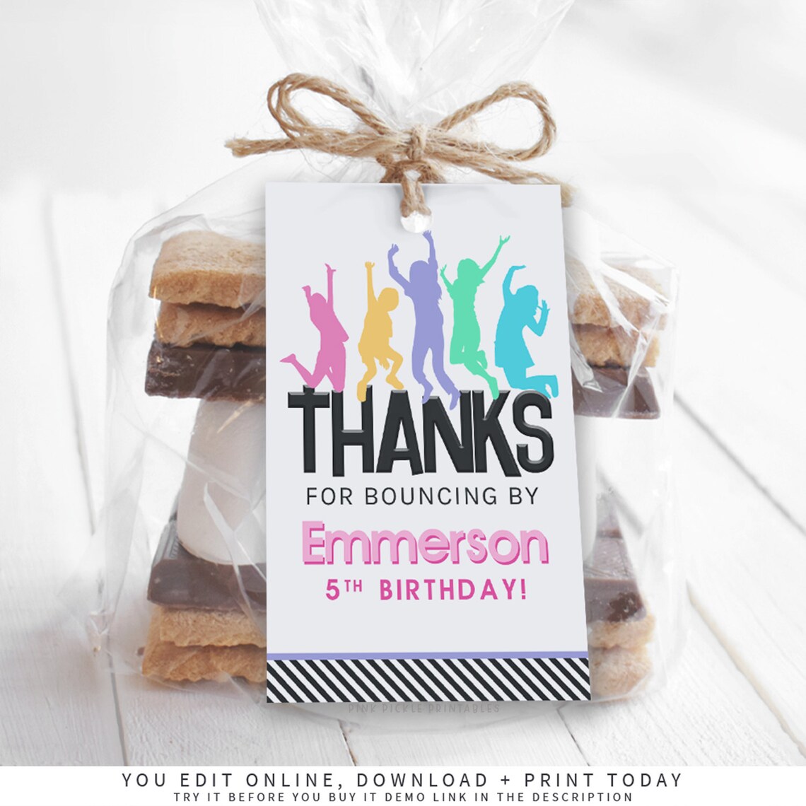 Trampoline Party Favor Tags Jump Favor Tags Bounce Party - Etsy