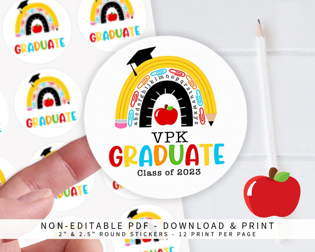 Printable VPK Graduation Sticker Graduation Favor Tags VPK - Etsy