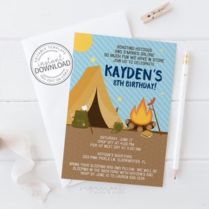 Camping Invitation, Camping Invite, Camping Party Invitation, Camping ...