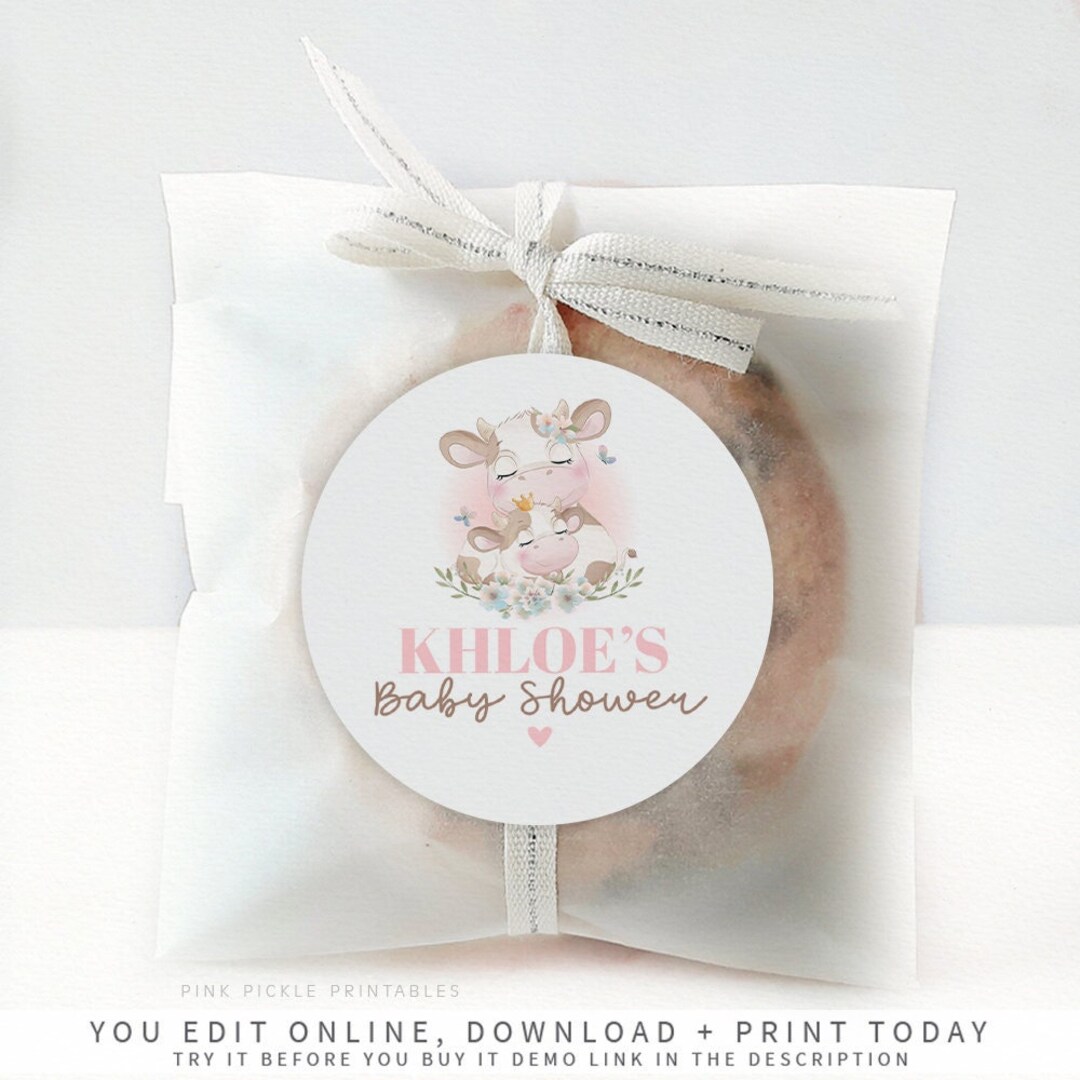 Editable Holy Cow Baby Shower Thank You Tags, Thank Moo for Coming, Cow ...