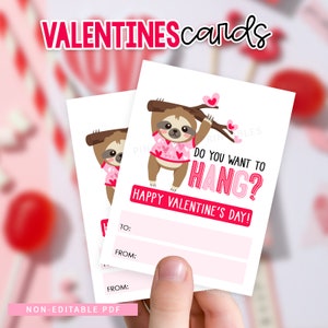 Sloth Valentine's Day Cards for Kids. Sloth Valentine Classroom ...