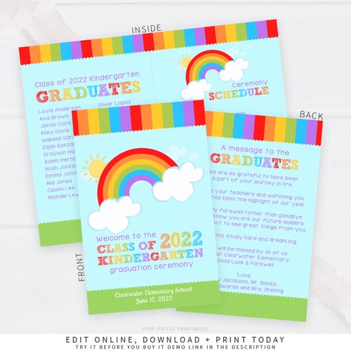 EDITABLE Graduation Ceremony Program Template Preschool - Etsy