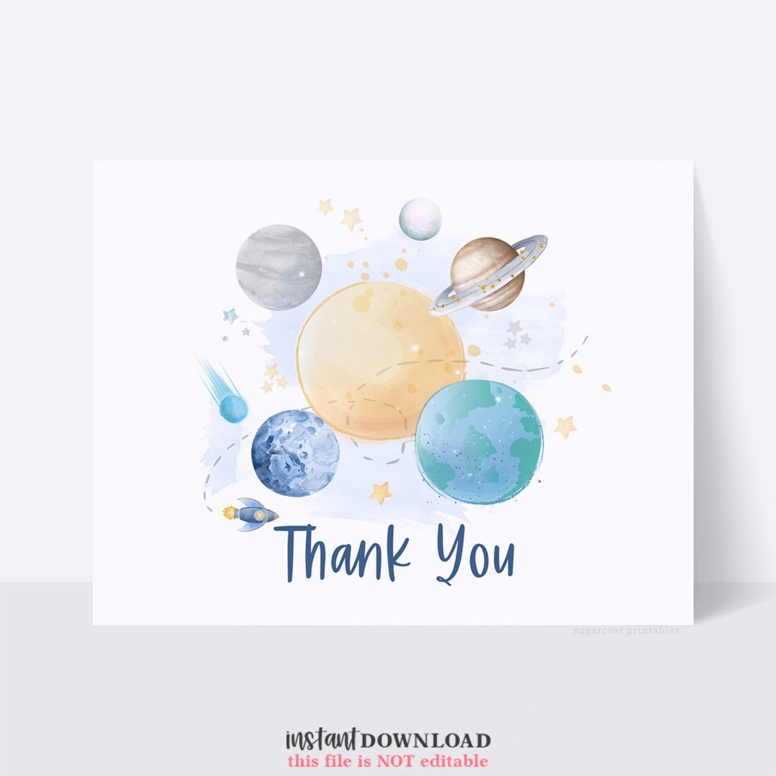 Printable Outer Space Thank You Note Card Printable First - Etsy