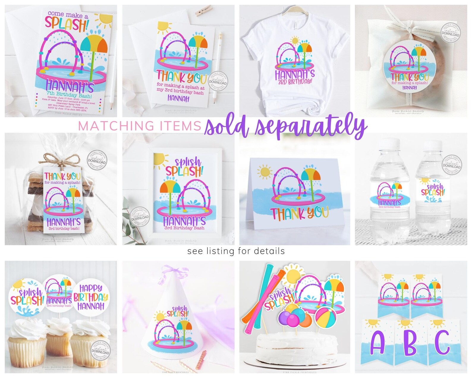 Printable Splash Pad Cake Topper, Splash Park Cake Topper, Spray Park ...