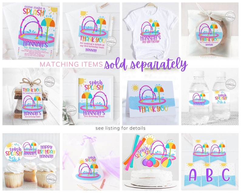 Printable Splash Pad Cake Topper, Splash Park Cake Topper, Spray Park ...