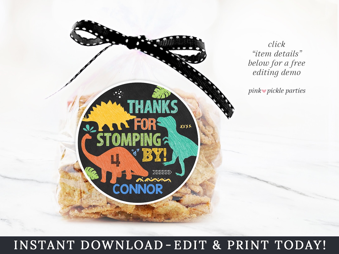 Dinosaur Favor Tags, Dinosaur Favor Stickers, Dinosaur Tag, Dinosaur ...
