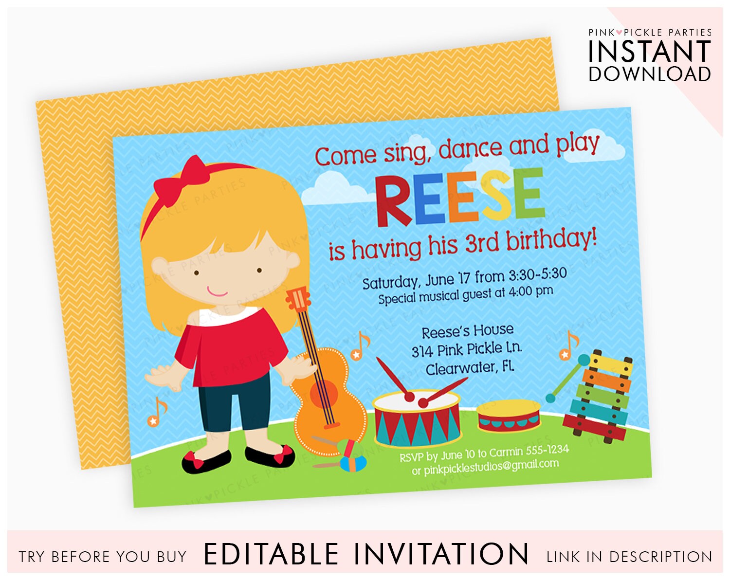 Music Invitation Music Theme Birthday Invitations Music | Etsy