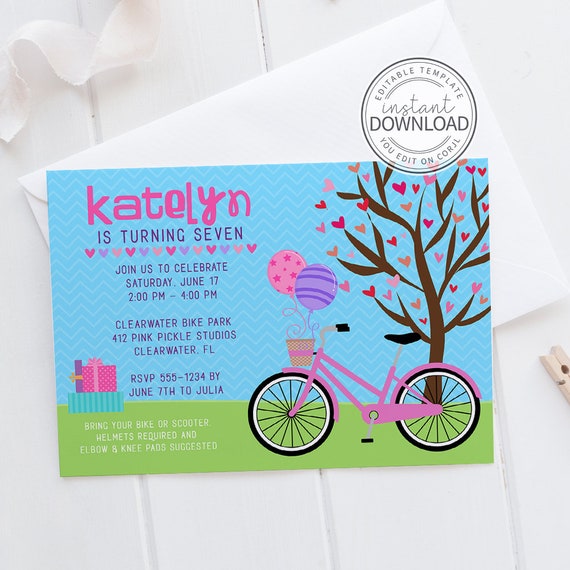 Bike Invitations Bike Birthday Invitation Bike Invite - Etsy