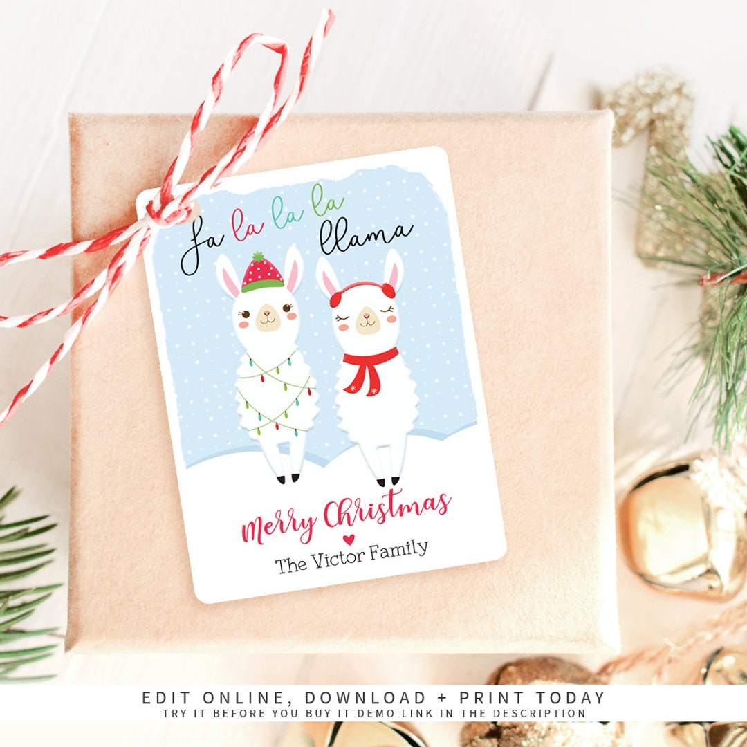 Editable Christmas Gift Tags, Llama Christmas Gift Tags, Christmas Gift ...