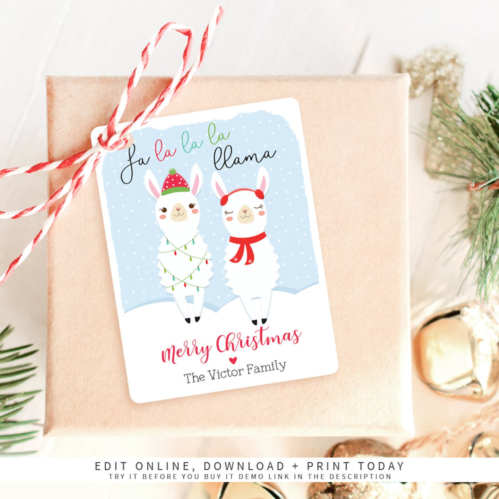 Editable Christmas Gift Tags Llama Christmas Gift Tags - Etsy
