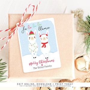 Editable Christmas Gift Tags, Llama Christmas Gift Tags, Christmas Gift ...