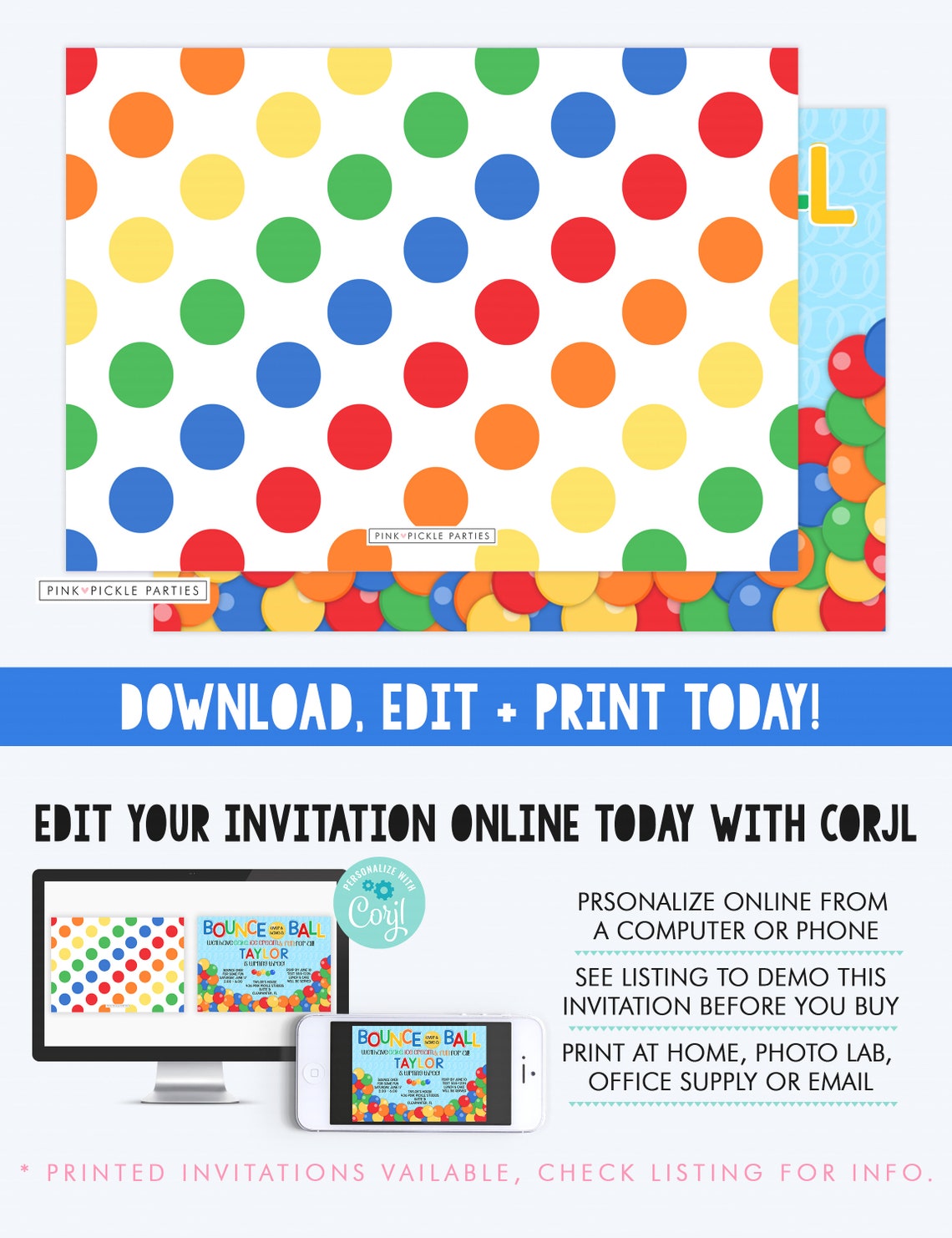 Ball Invitation Bouncy Ball Party Bouncy Ball Birthday | Etsy