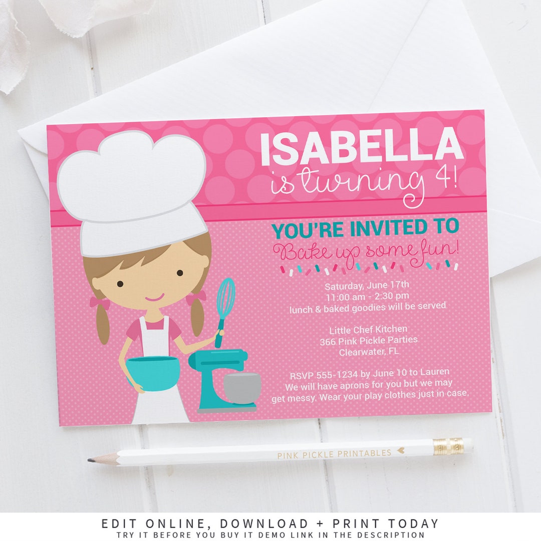 Cooking Invitation, Cooking Party, Cooking Party Invitations, Baking ...