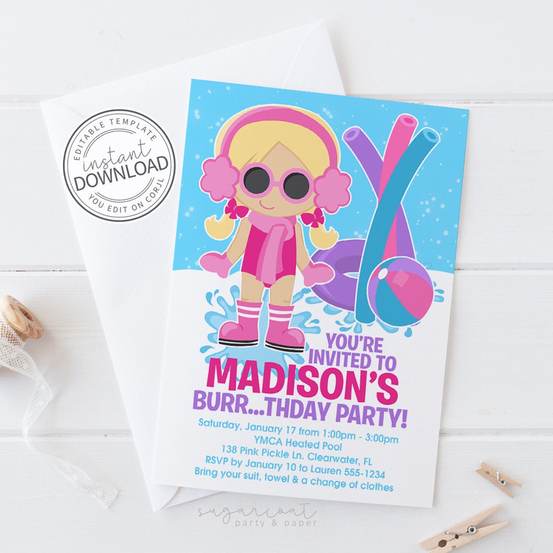 Winter Pool Invitation Winter Pool Party Winter Pool Party - Etsy
