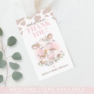 Editable Holy Cow Baby Shower Thank You Tags, Thank Moo for Coming, Cow ...