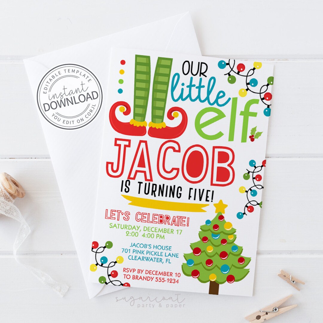 Elf Invitation, Elf Invite, Christmas Invitation, Holiday Party Invite ...