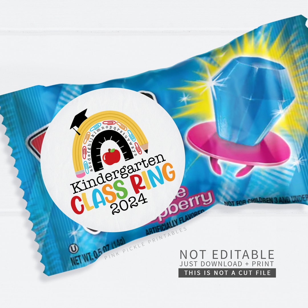 Printable Class Ring Stickers for Ring Pop, Kindergarten Class Ring ...