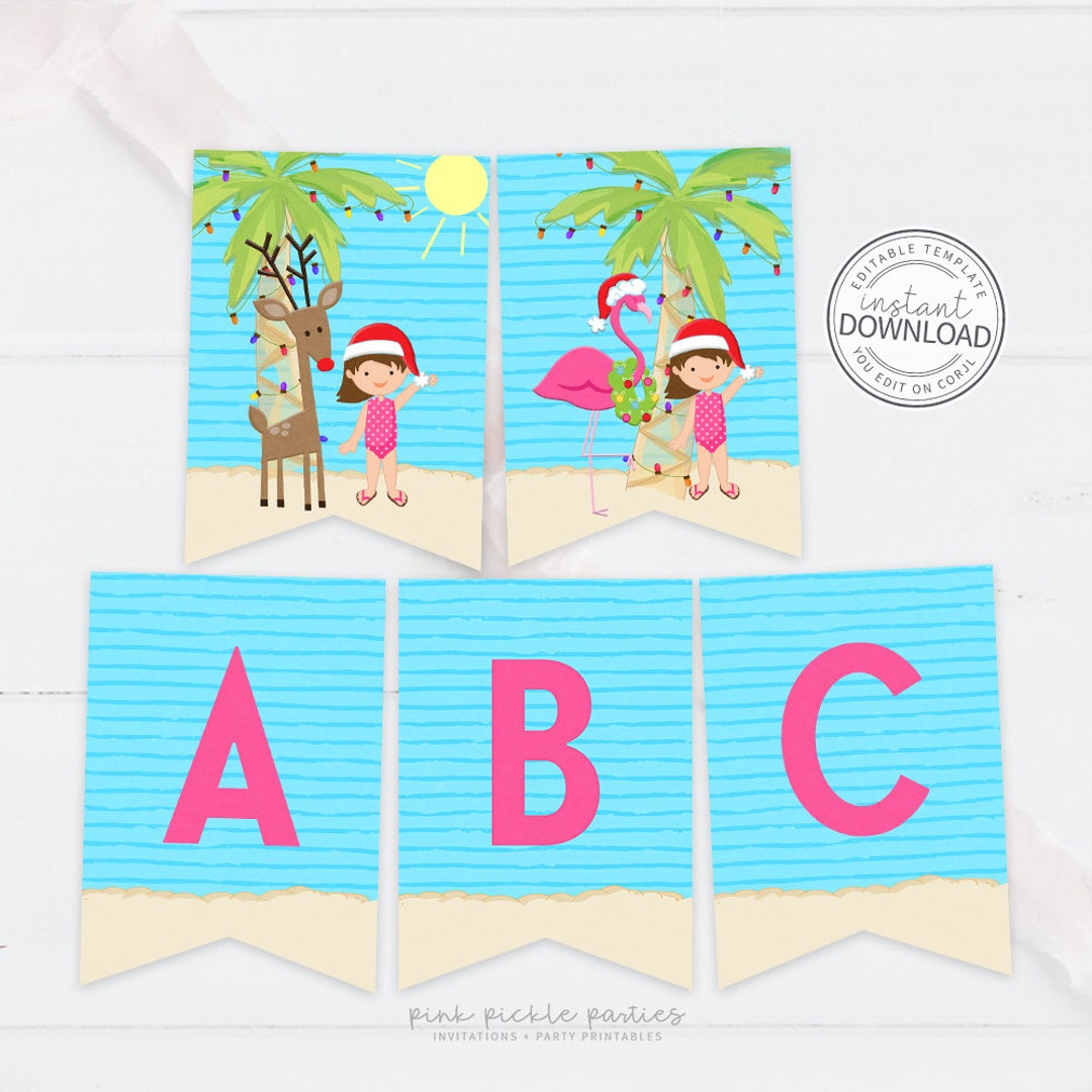 Editable Christmas in July Banner, Christmas Reindeer Banner, Christmas ...