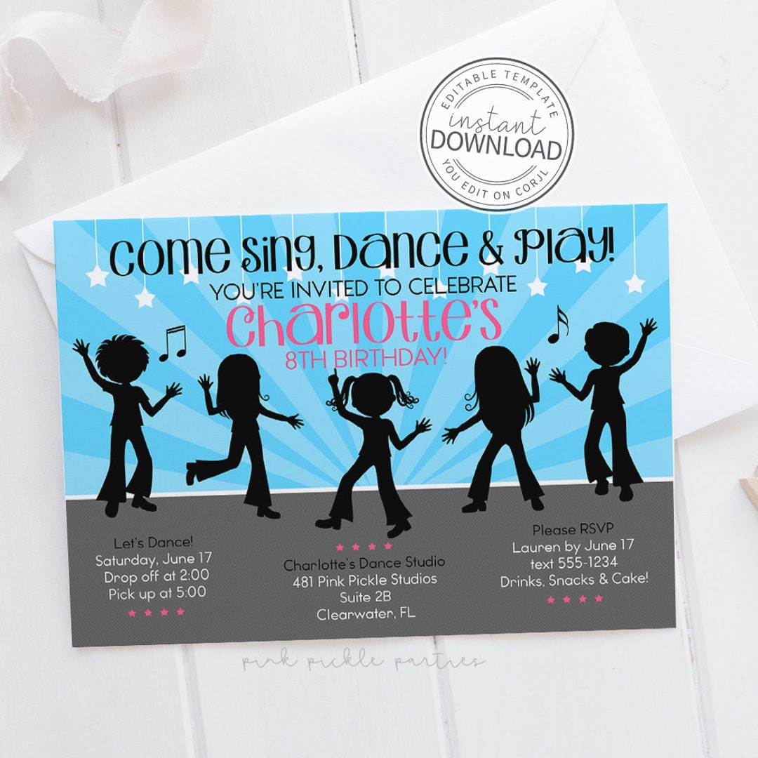 Dance Invitation, Dance Party, Dance Birthday, Dance Invitations, Dance ...