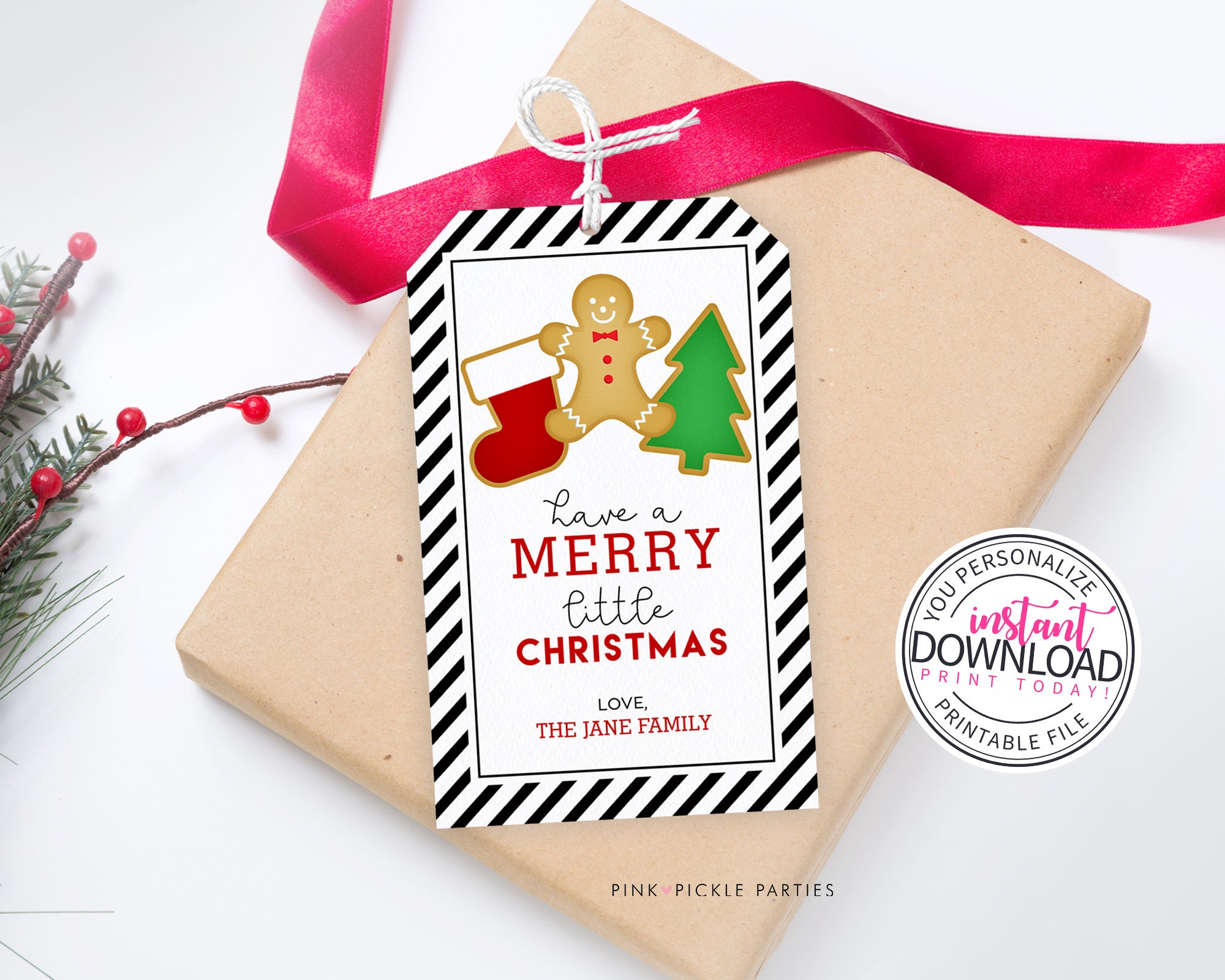 Editable Christmas Gift Tags Christmas Cookie Reindeer | Etsy