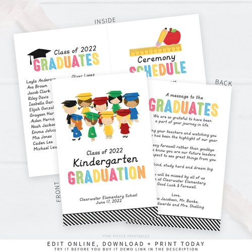 EDITABLE Graduation Ceremony Program Template Preschool - Etsy