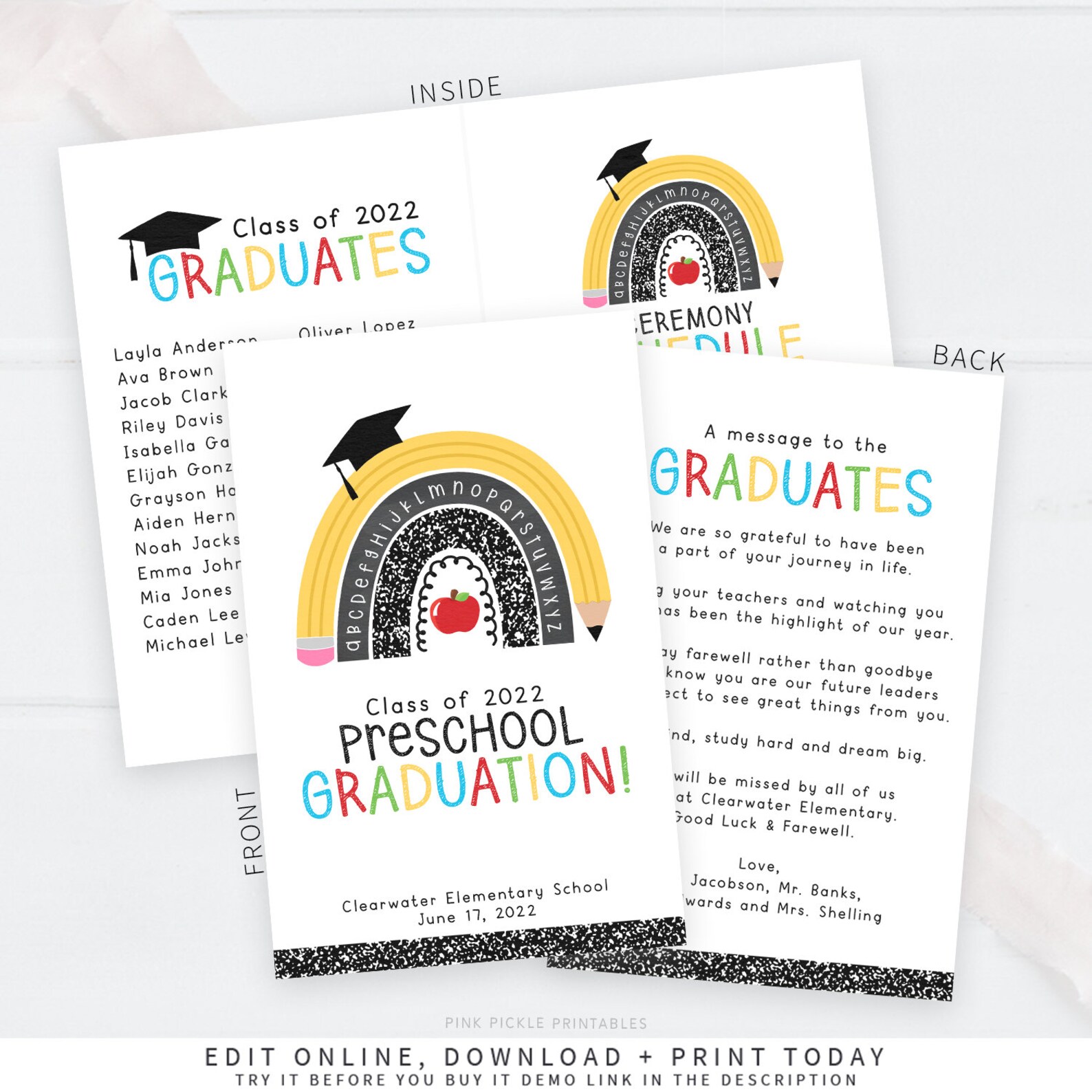 Graduation Program for Kindergarten, Preschool Graduation Program ...