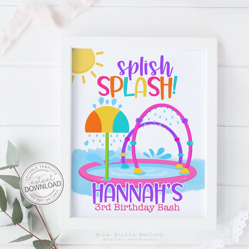 Editable Splash Pad Party Sign Splash Pad Party Sign Water - Etsy
