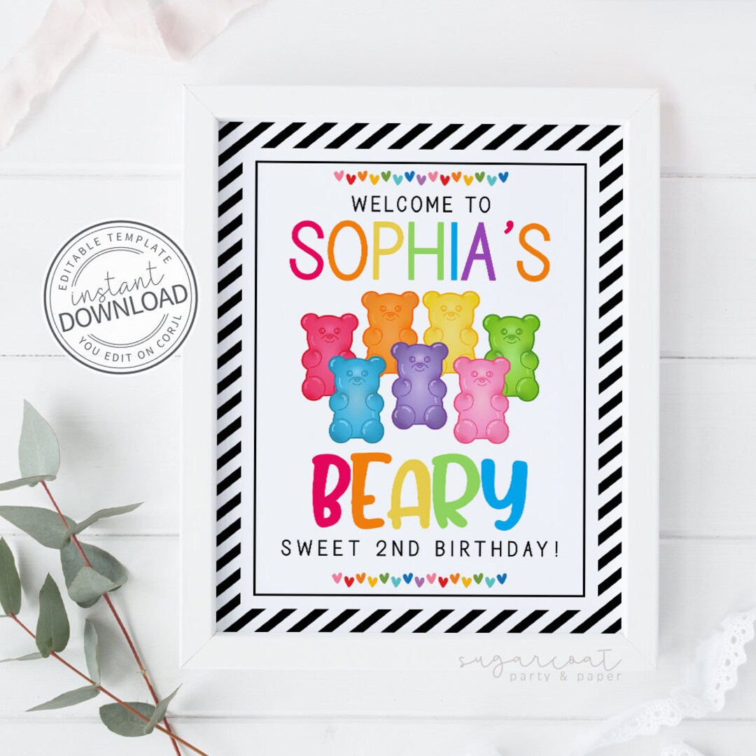 Gummy Bear Birthday Party Welcome Sign, Gummy Bear Party, Birthday ...