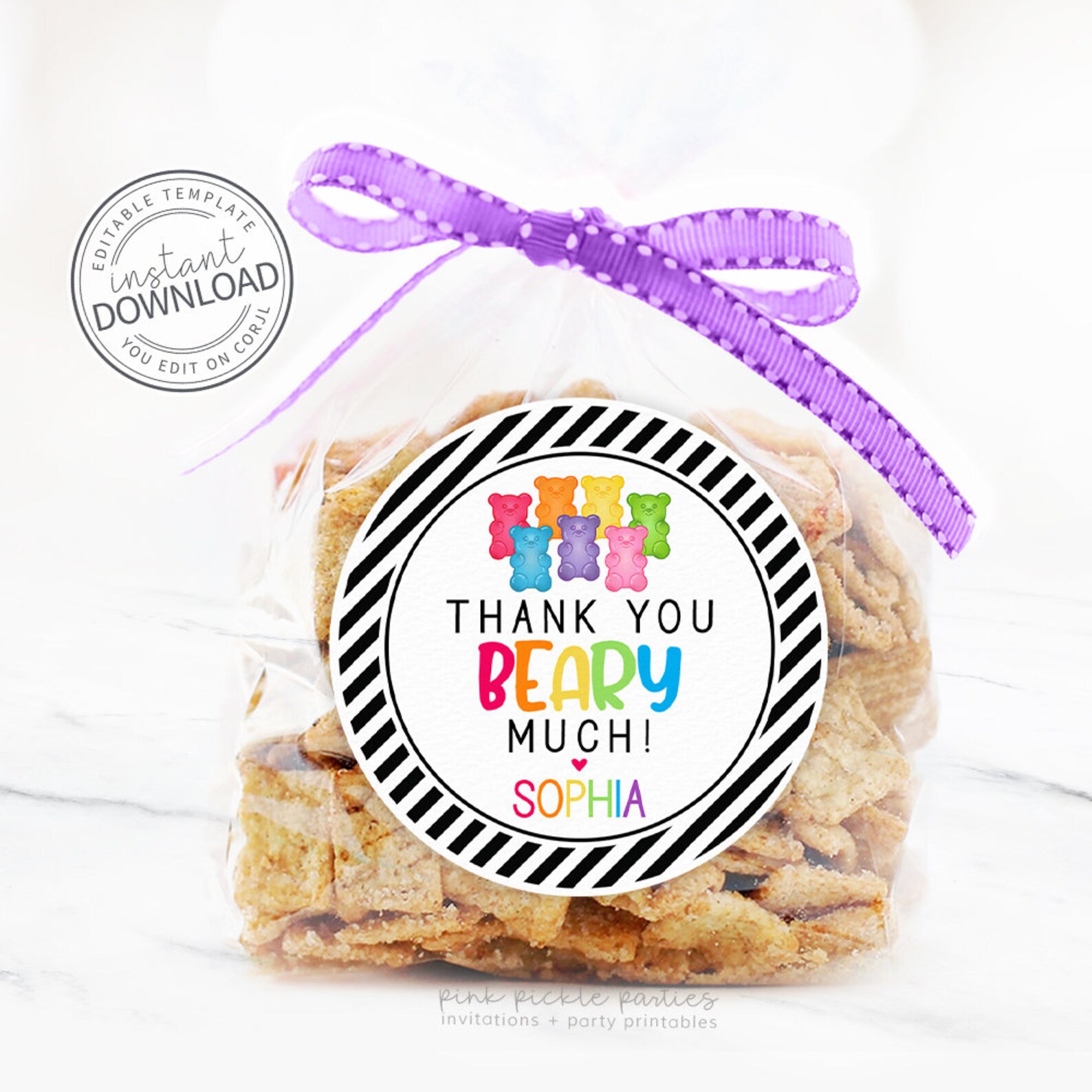 Gummy Bear Favor Tag Gummy Bear Thank You Tag Candy Tag | Etsy