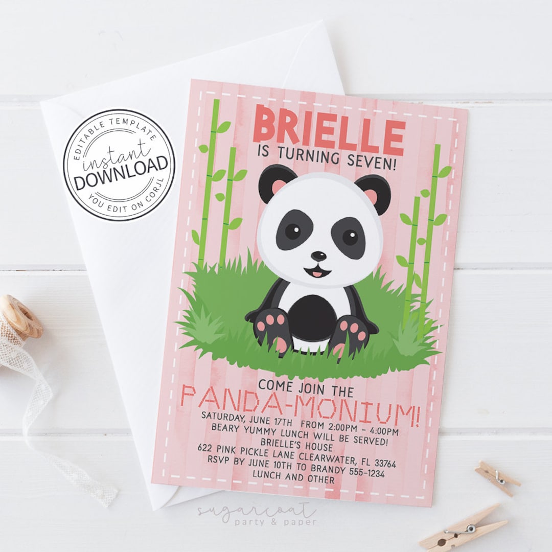 Panda Invitation, Panda Birthday Party, Panda Birthday Invitation ...